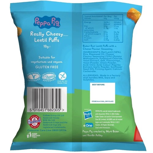 PEPPA PIG Really Cheesy Lentil Puffs (Box of 50 x 18g) | eBay UK