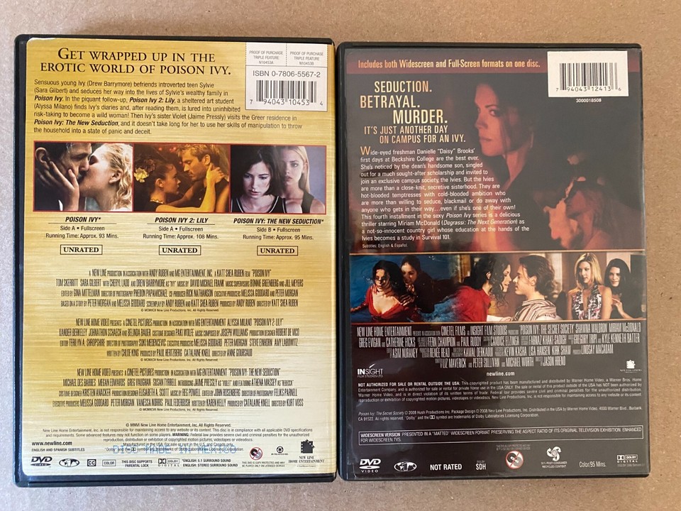 POISON IVY DVD Collection-4 Movies! Drew Barrymore, Alyssa Milano ...