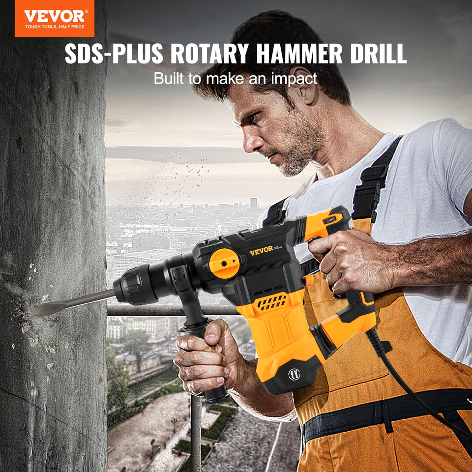 VEVOR Rotary Hammer Drill Corded Drills 1-1/4" 4 Modes SDS-Plus ...