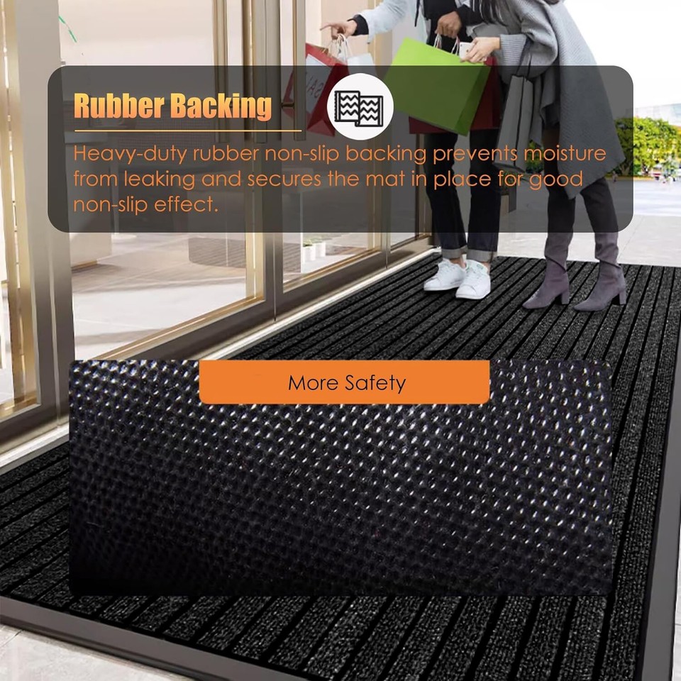 Non Slip Heavy Duty Rubber Barrier Mat Hall Hallway Kitchen Runner Rug ...