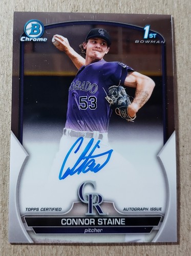 2023 Bowman Chrome Prospects Connor Staine Auto Colorado Rockies ...