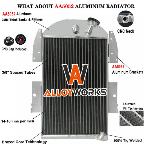 4 Row Aluminum Radiator For 1934-1936 35 Chevy Pickup Truck L6 V8 ...