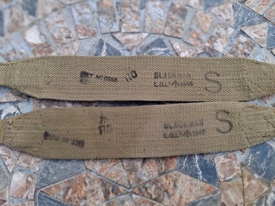 Pair Original WW2 37 Pattern Cross straps unissued steel tips Blackman ...