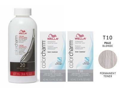 Wella Color Charm T10 Pale Blonde 42ml x 2 + 20 Cream Developer 107ml ...
