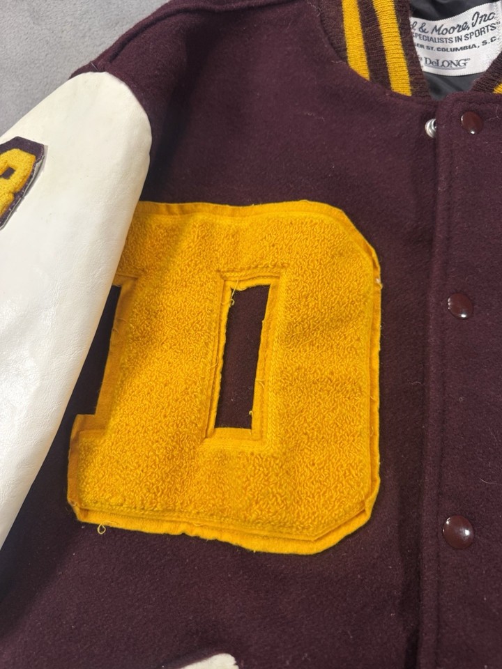 Rare Vintage Delong Letterman Jacket Burgundy Size Large | eBay