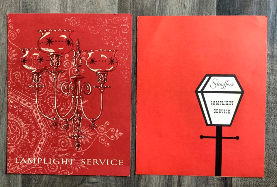 (2) Vintage 1960s STOUFFERS LAMPLIGHT Restaurant Dinner Menu ...
