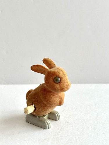 Vtg Mini 2” Brown Flocked Wind Up Hopping Bunny Rabbit Anthropomorphic ...