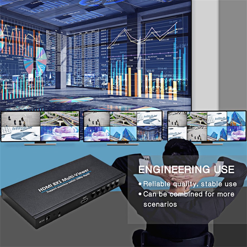 1080P 4K HDMI 8X1 Multi-Viewer 8 IN 1 Out Multi Screen Splitter ...