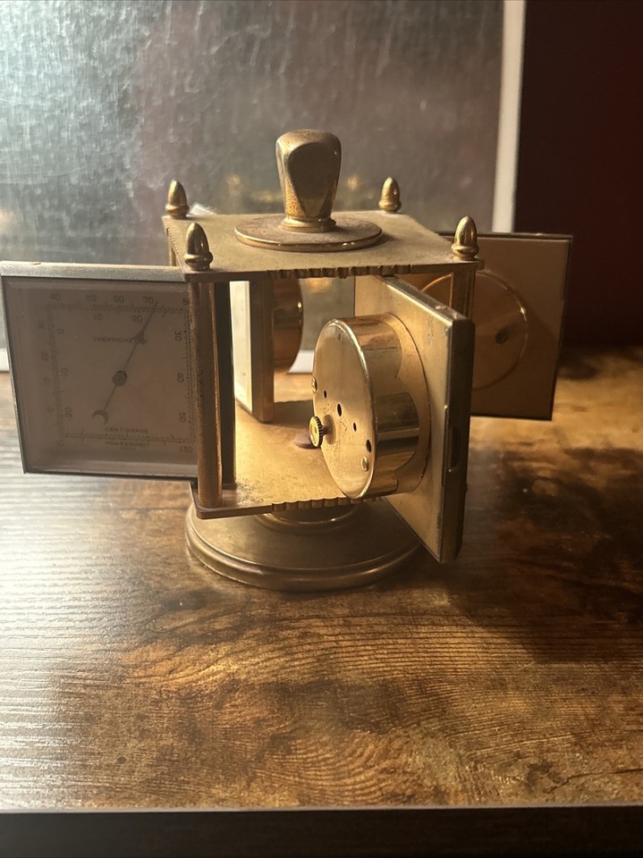 FINE IMHOF BRASS WEATHER STATION CLOCK BAROMETER HYGROMETER SWISS-SALEM ...