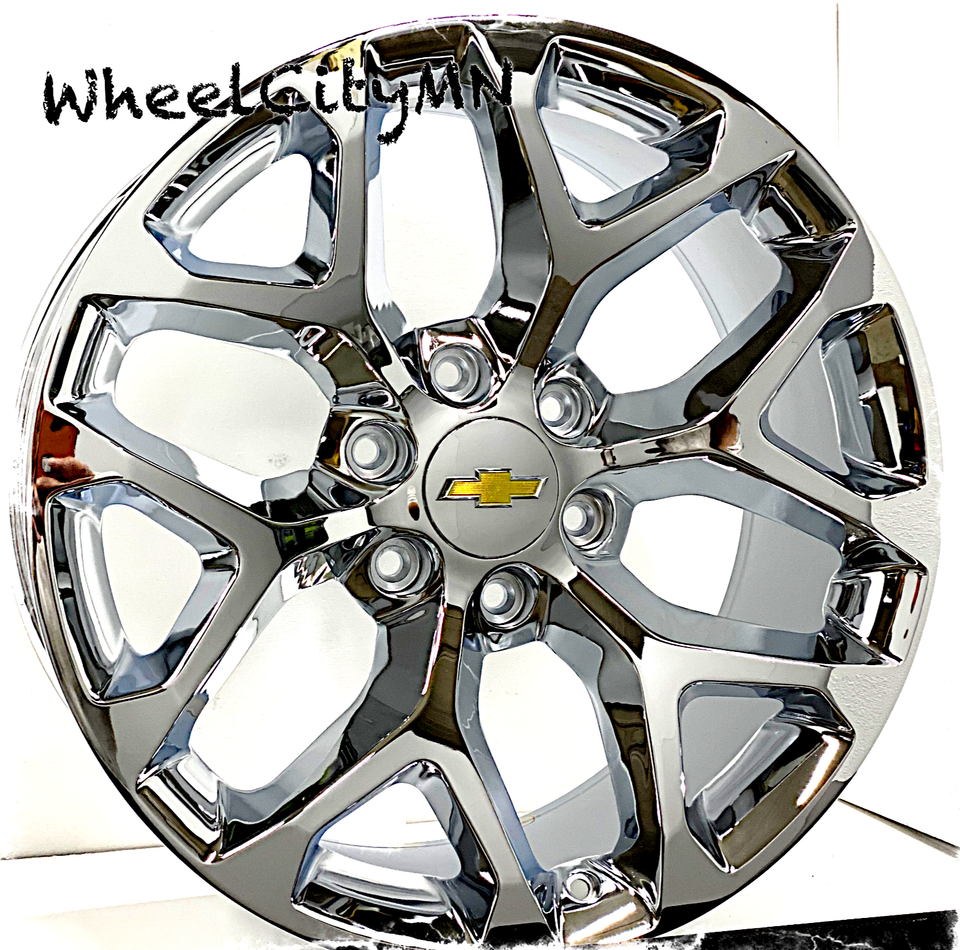 22” Chrome Snowflake 5668 SFO Replica Rims fits 2025 Chevy Tahoe ...