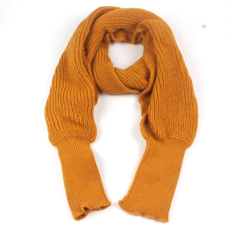 European Style Winter Women Long Scarf with Sleeves Wool Knitted ...