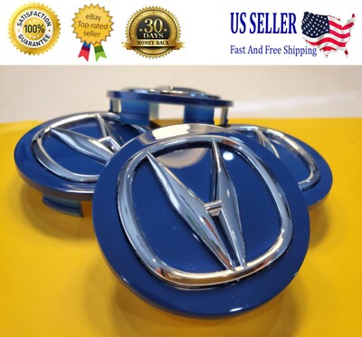 ACURA Set Of 4 Dark Blue-Chrome Wheel Center Caps 69MM - Satisfaction ...