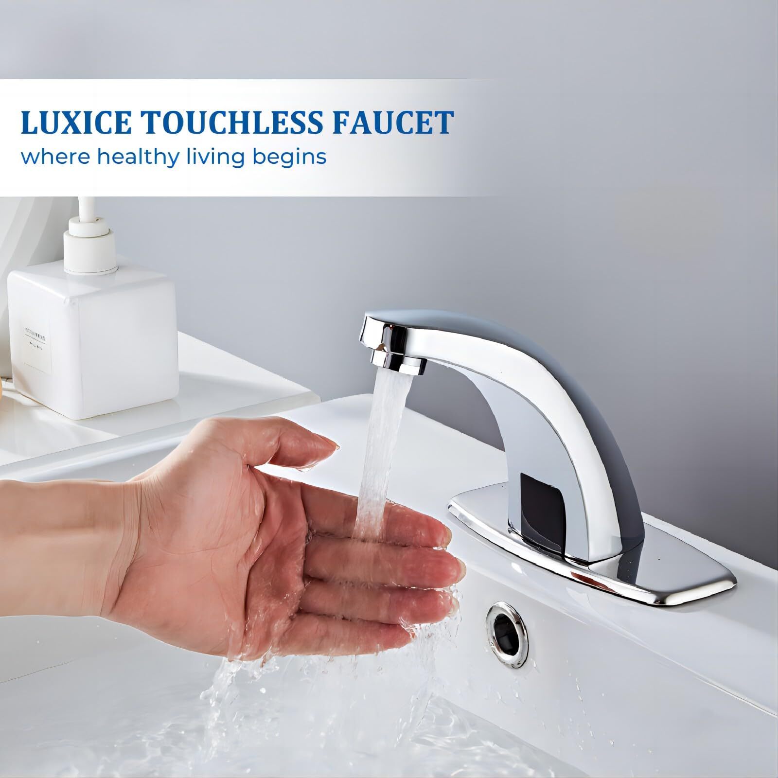 Luxice Touchless Bathroom Sink Faucet Automatic Motion Sensor Hands ...