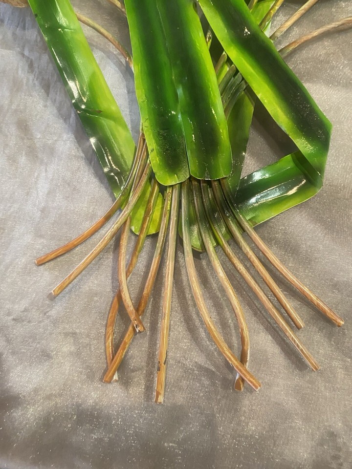 VTG MCM Unique Hand Painted Cattail/Reeds & Leaves Metal Wall Art Boho ...