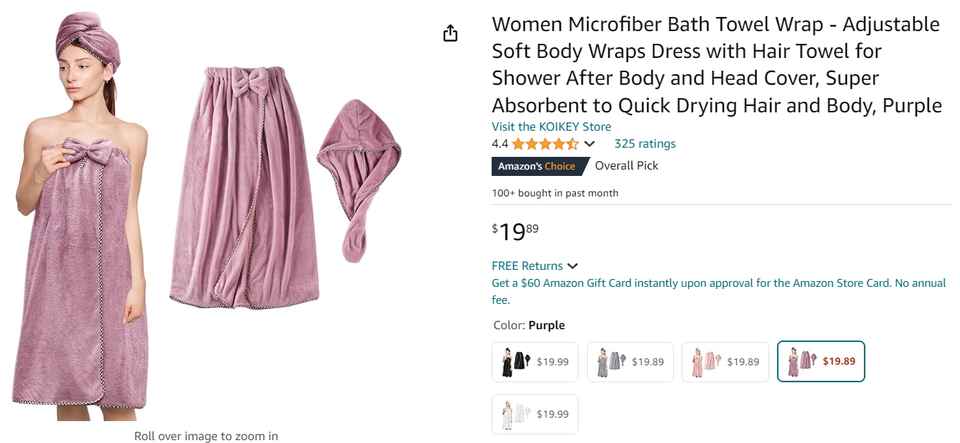 woman Microfiber Bath Towel Wrap Adjustable Soft Body Wraps Dress w ...