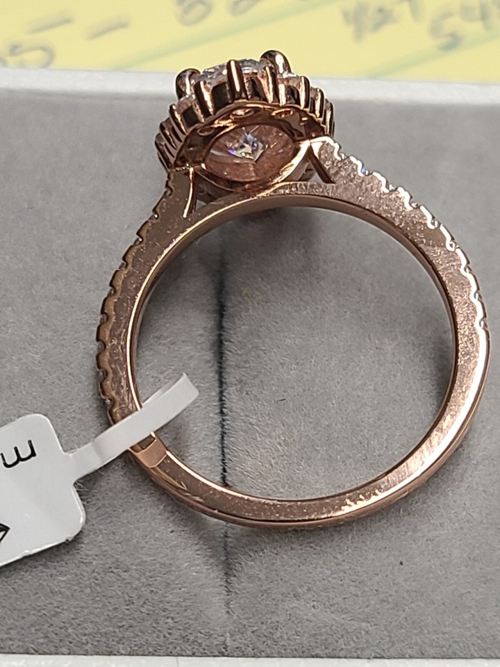 Maxine Pink Simulated Stone Rose Gold Plate Halo Oval Cut Engagement ...