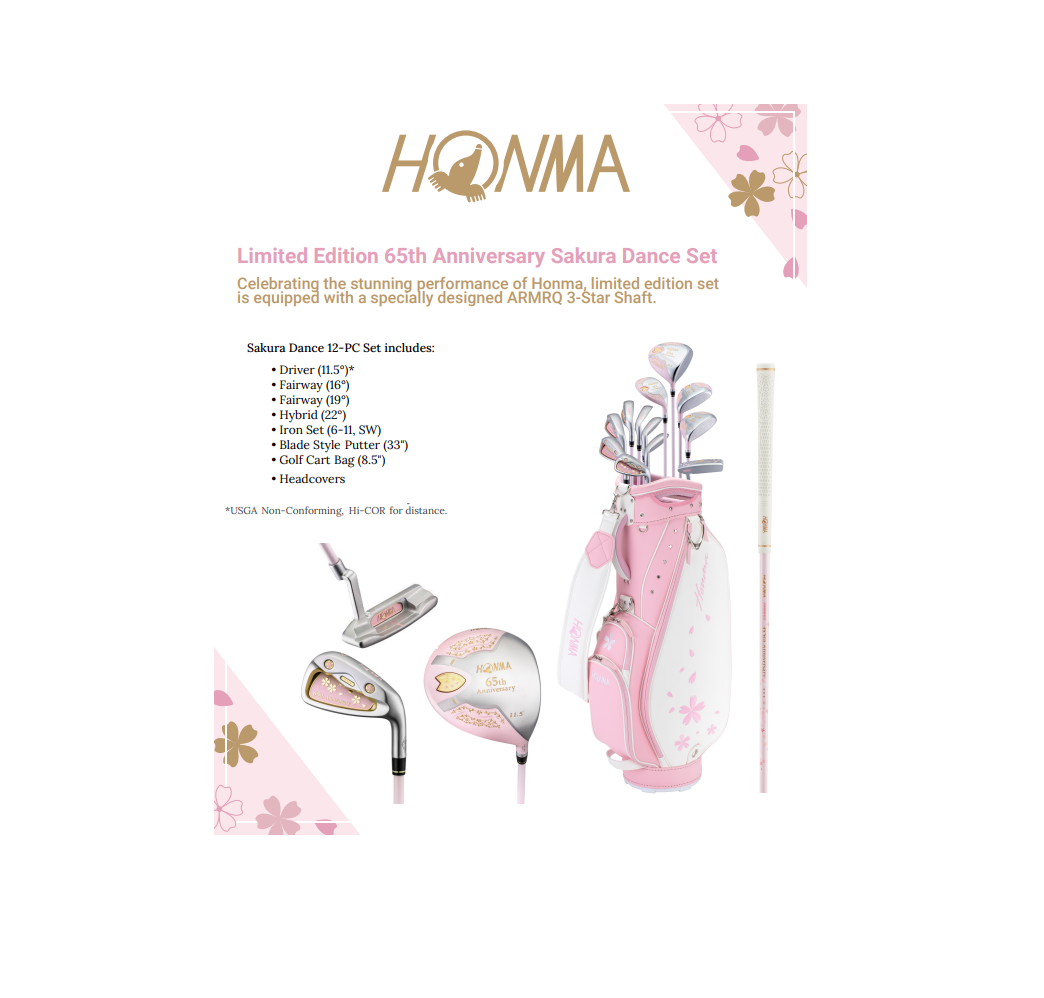 2024 Honma Lady 3 Star Limited 65th Anniversary Sakura Dance 12pc Set ...