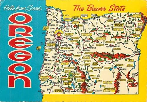 Map Postcard Map of Oregon Beaver State #2 | eBay