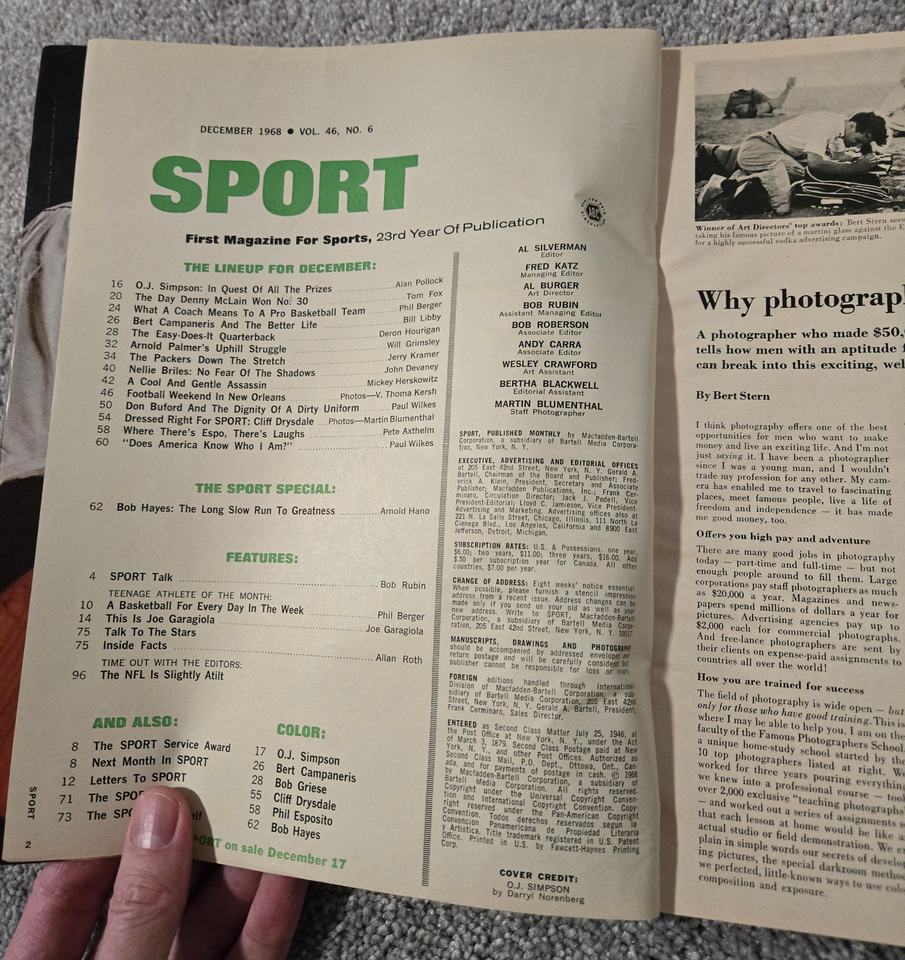 2 Different Sport Magazines December 1968 & August 1969 O.J. Simpson ...