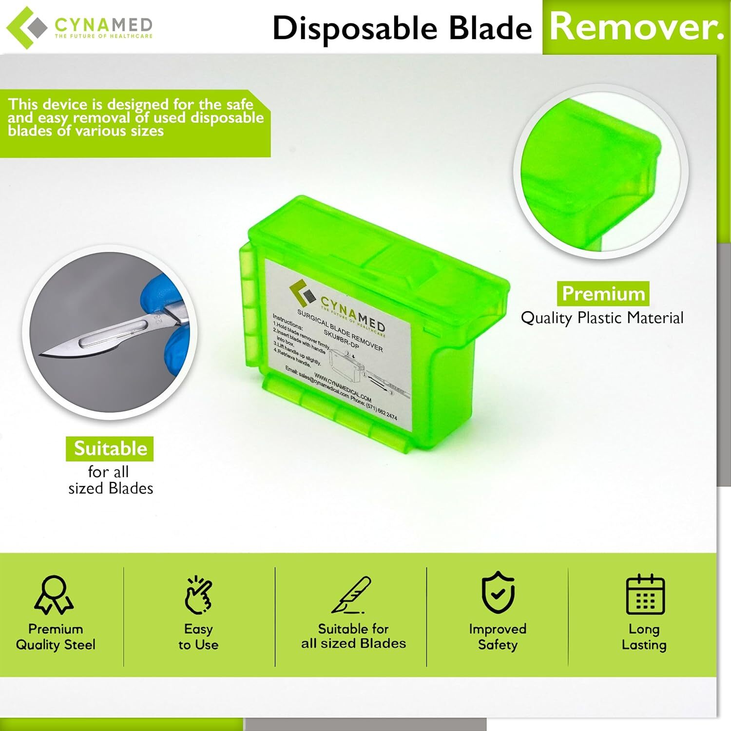 Cynamed Scalpel Blade Remover Handheld Disposable and Safe Sharps ...