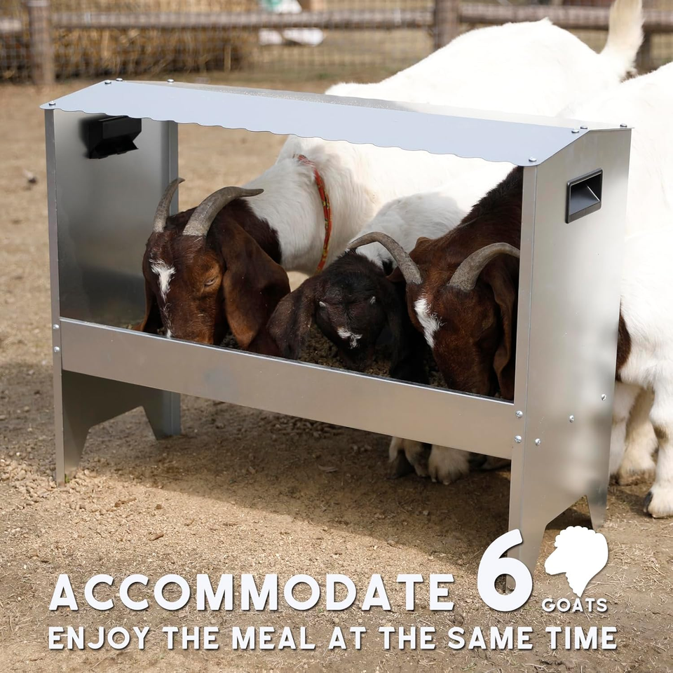 Portable Metal Livestock Feeding Trough with Roof, Galvanized Steel ...