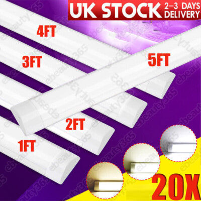 5FT LED Strip Lights Batten Tube Light Office Shop Garage Ceiling Lamp ...