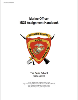 174 Page 2019 USMC Marine Corps Marine Officer MOS Assignment Handbook ...