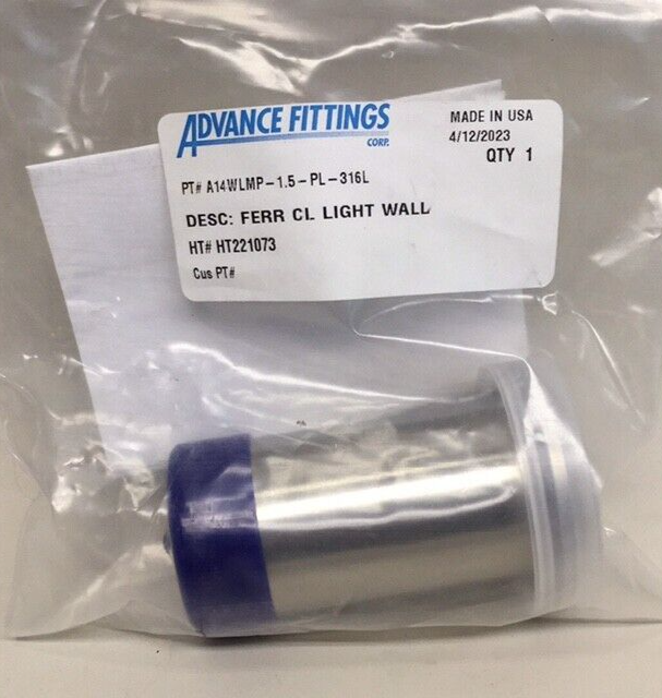 Advance Fittings A14WLMP-1.5-PL-316L Tank Weld Spud Light Wall 2 ...