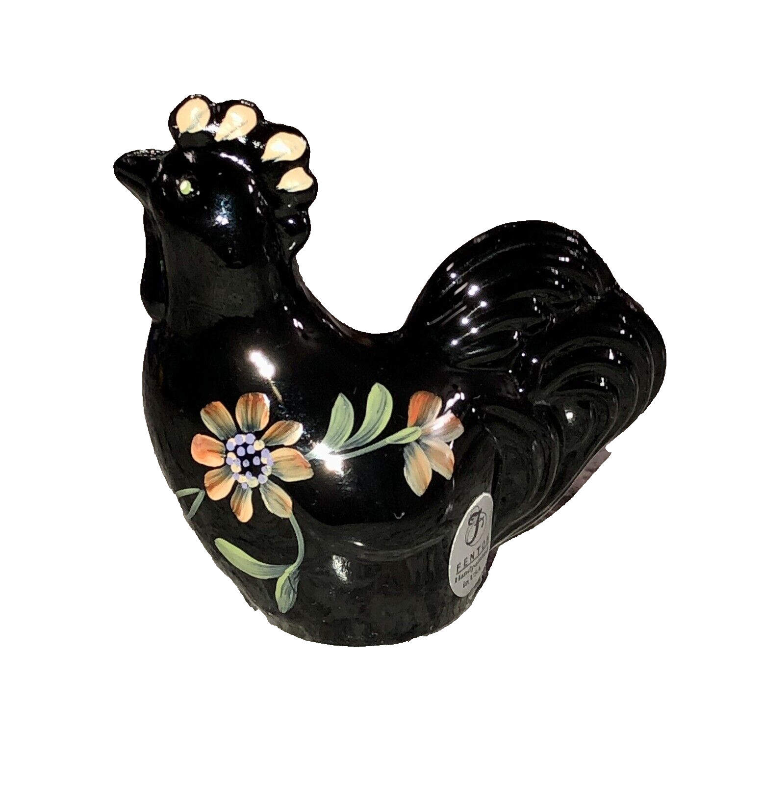 Lenox Fenton Glass Rooster Figurine - "Midnight the Little Rooster" HP ...