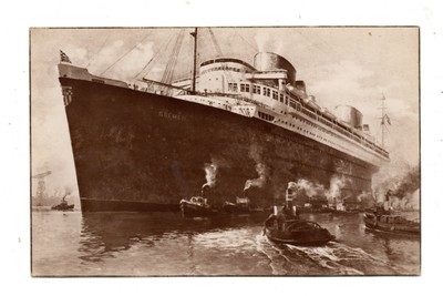 SS BREMEN, NORDDEUTSCHER LLOYD SHIP LINE, REAL PHOTO PC ~ used Sea Post ...