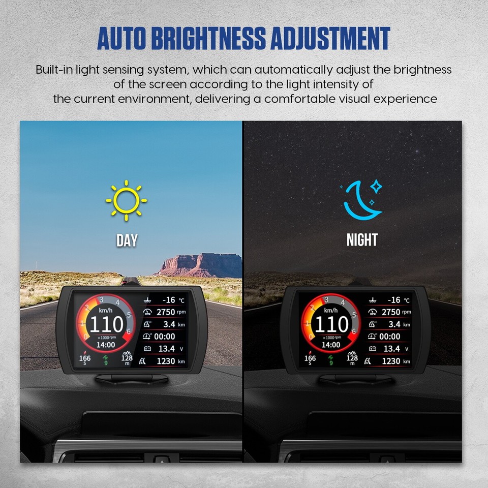 OBD2+GPS Car Digital Speedometer HUD Head Up Display Water Temp Alarm ...