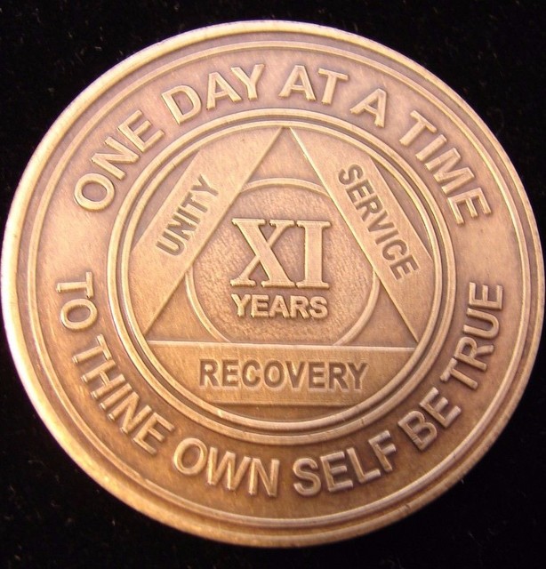 Alcoholics Anonymous AA 11 Year Bronze Medallion Token Coin Chip ...