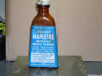 Vintage Crescent Mapleine imitation maple 2 oz brown MLN bottle 4.5in ...
