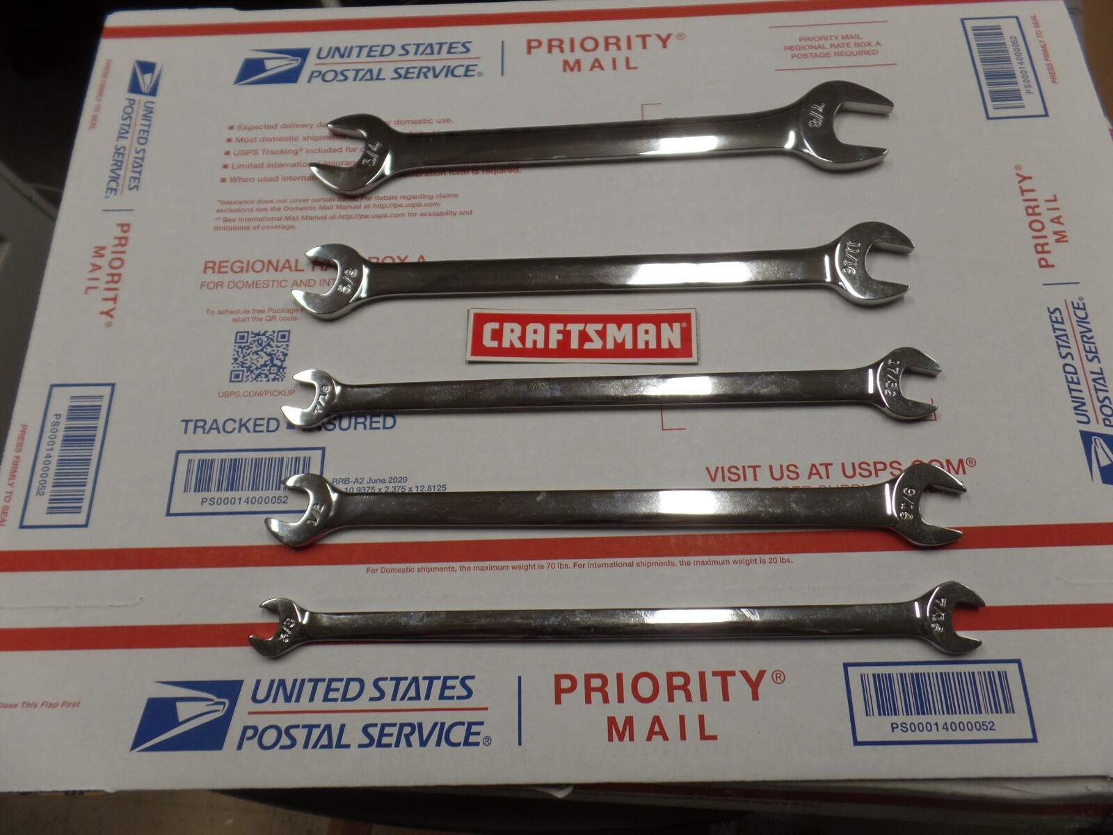Craftsman 5 PC SAE Polished Tappet Wrench Set Thin Long Profile Inch ...