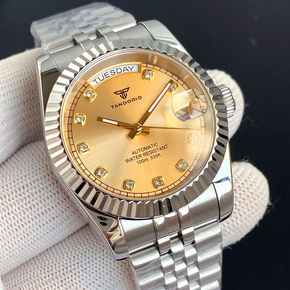 36mm 39mm Sunburst Red Gold Dial Diamond Index Sapphire NH35 200M Dive ...