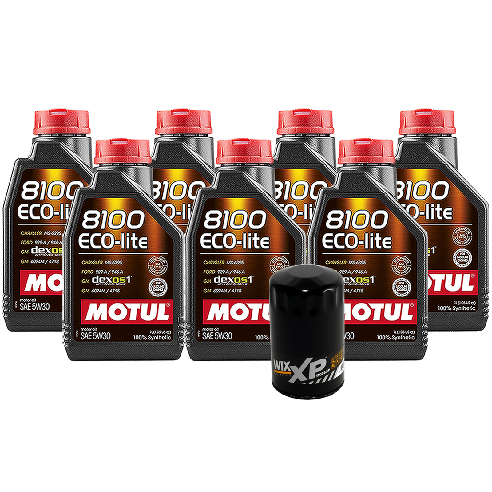 7L Motul 8100 ECOLITE 5W30 WixXP Filter Motor Oil Change Kit API SP-RC ...