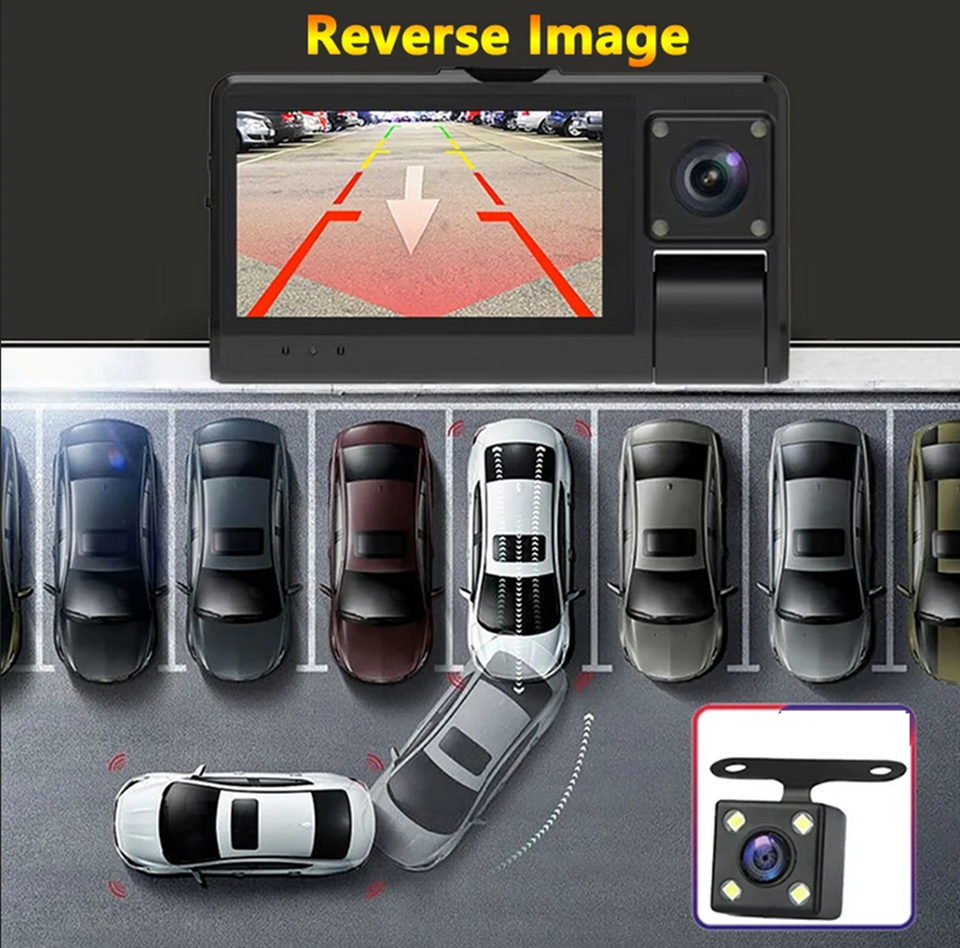 Touch Screen Car Dash Cam 1080P DVR Recorder Front Inside Rear Camera G ...