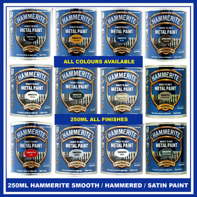 Hammerite 250ML Smooth / HAMMERED / SATIN Direct Rust Metal Paint - ALL ...