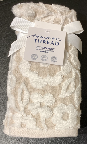 NWT 2PK Common Thread Bamboo Rayon Tip Towels Soft Floral Texture Beige ...