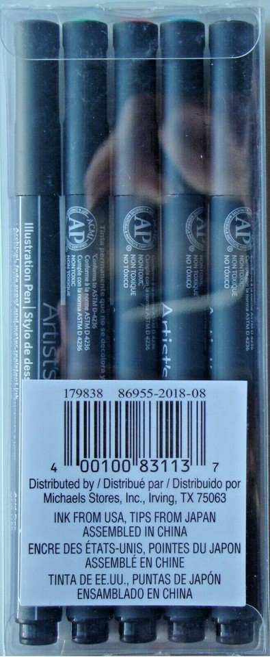 Artist's Loft ILLUSTRATION PENS 05 Point Size 5 pcs set 179838 Brand ...