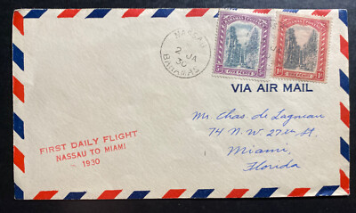 1930 Nassau Bahamas First Flight Airmail cover FFC To Miami FL USA | eBay