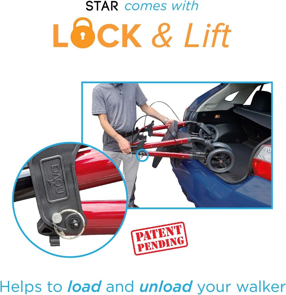 NOVA Star Petite Bariatric Rollator Walker w/Perfect Fit Lghtwght ...