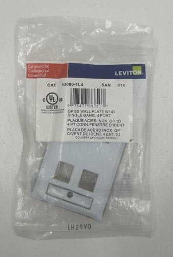 Leviton 43080-1L4 Stainless Steel Wallplate Network Audio Media ...