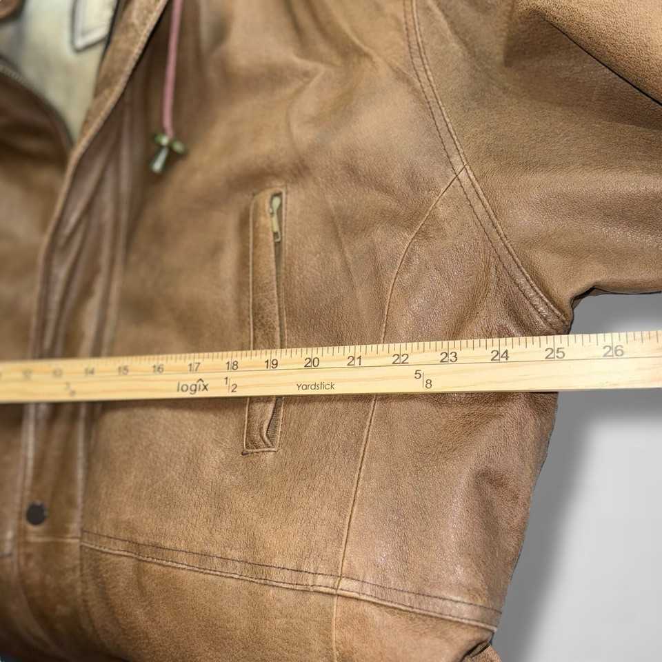 Wilda Leather Jacket Mens XL Long Hooded Belted Full Zip Pockets ...