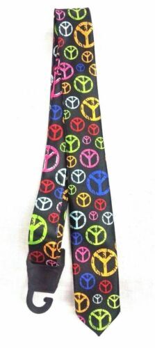Peace Sign Multicoloured Men's Slim Tie Satin Party Fancy Dress Theme ...