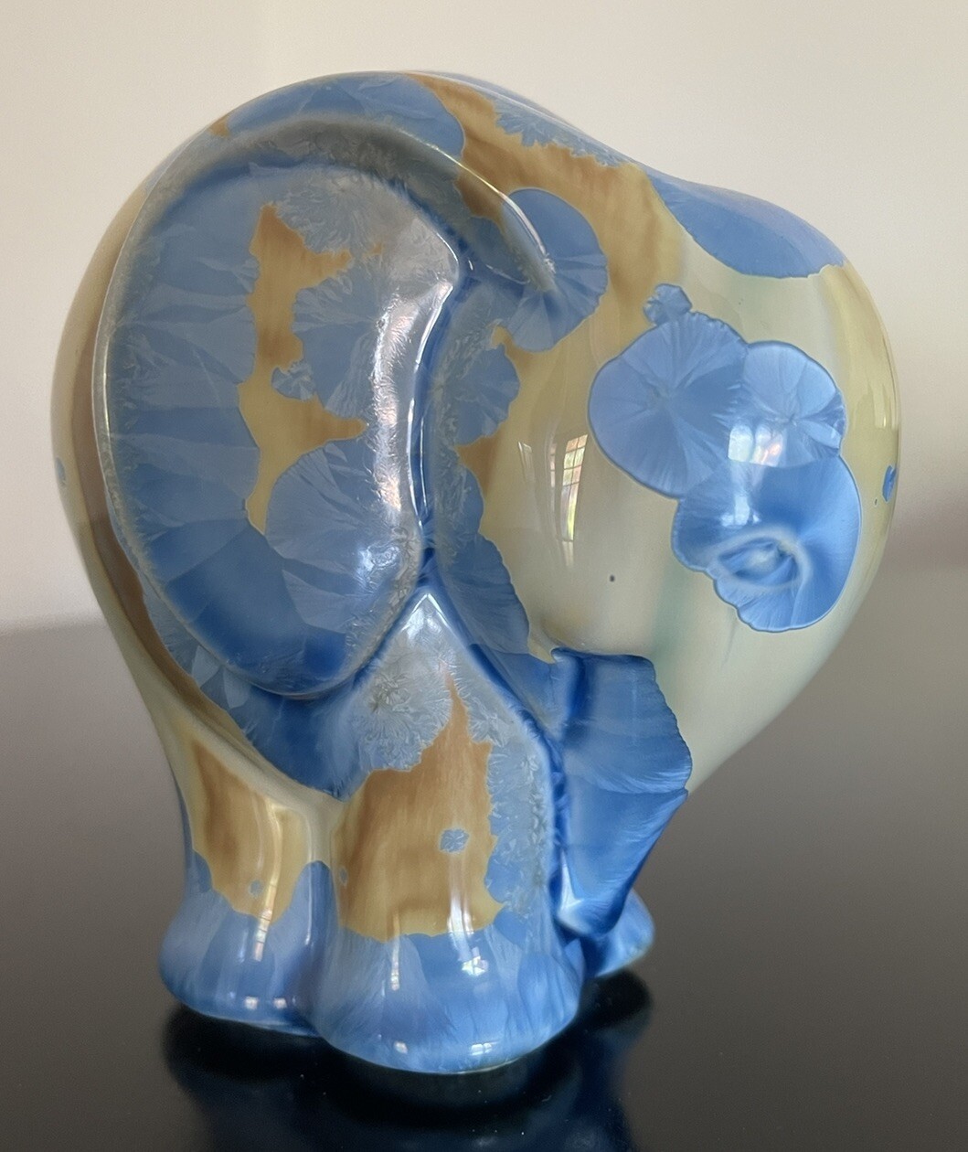 Crystalline Blue Studio Glazed Pottery Elephant Figure Fulper Style 4.5 ...