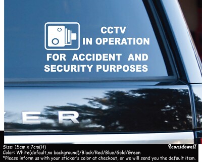 CCTV IN OPERATION FOR ACCIDENT Car Security Stickers Anti Theft Decals ...