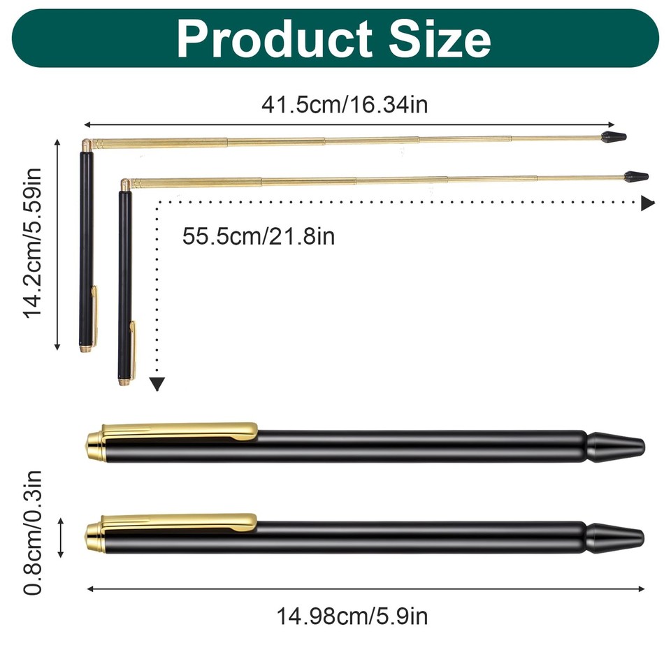 2Pcs Dowsing Rods, Retractable Stainless Steel Divining Rods | eBay