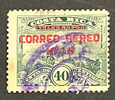 Travelstamps: Costa Rica Air Mail Stamp - Telegraph Overprint 40c Used ...