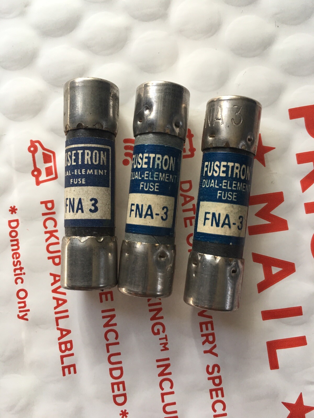 Lot Of 3 Bussman Fusetron FNA3 Fuse FNA-3 FNA 3 Dual Element Old Stock ...